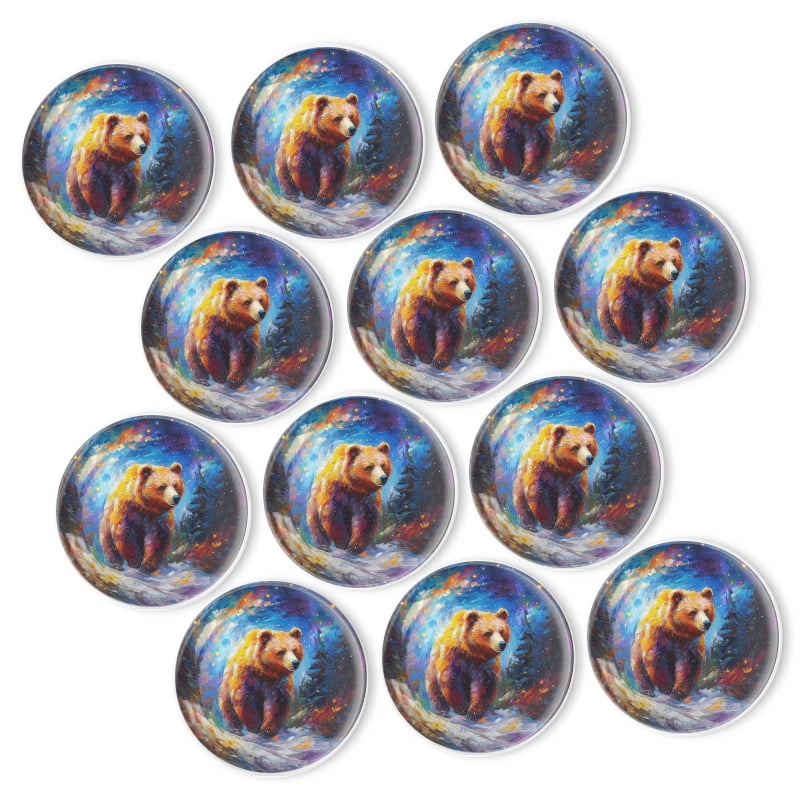 Strong Refrigerator Magnet Fridge Sticker, Brown Bear In Brightly ...