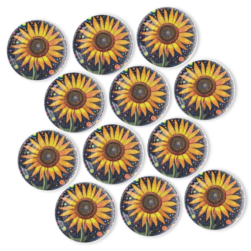 Strong Refrigerator Magnet Fridge Sticker, Cosmic Dotted Sunflower ...