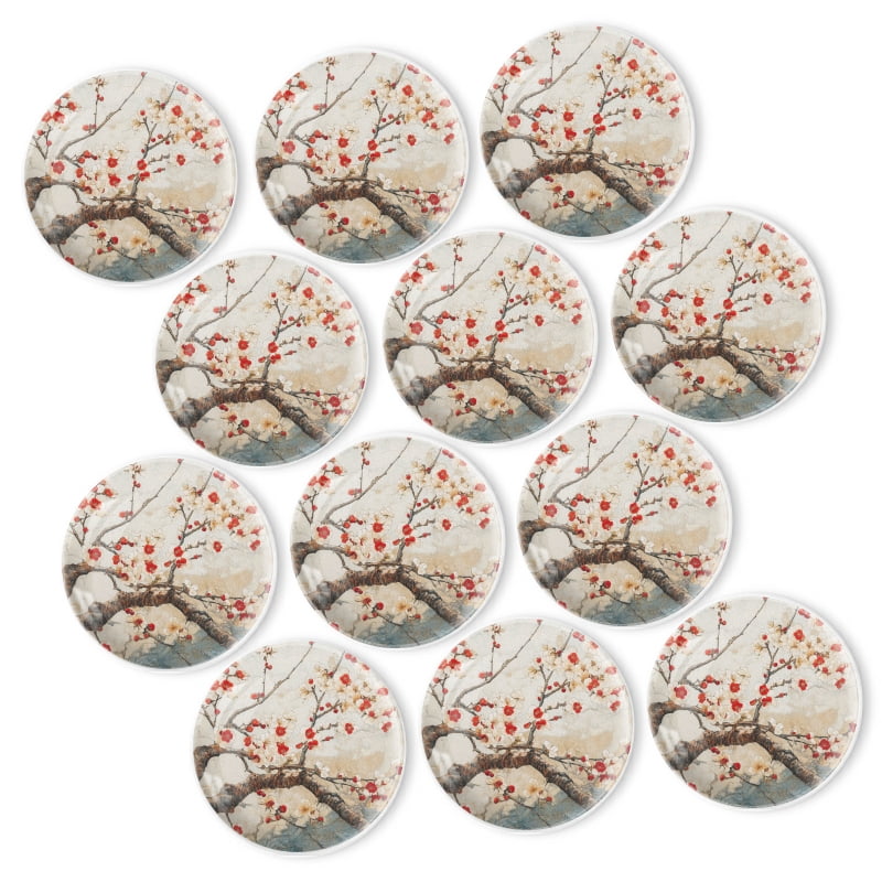 Strong Refrigerator Magnet Fridge Sticker, Delicate Red - White Plum ...