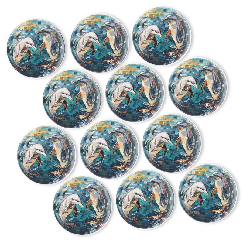 Strong Refrigerator Magnet Fridge Sticker, Dolphins In Blocks Of Color ...