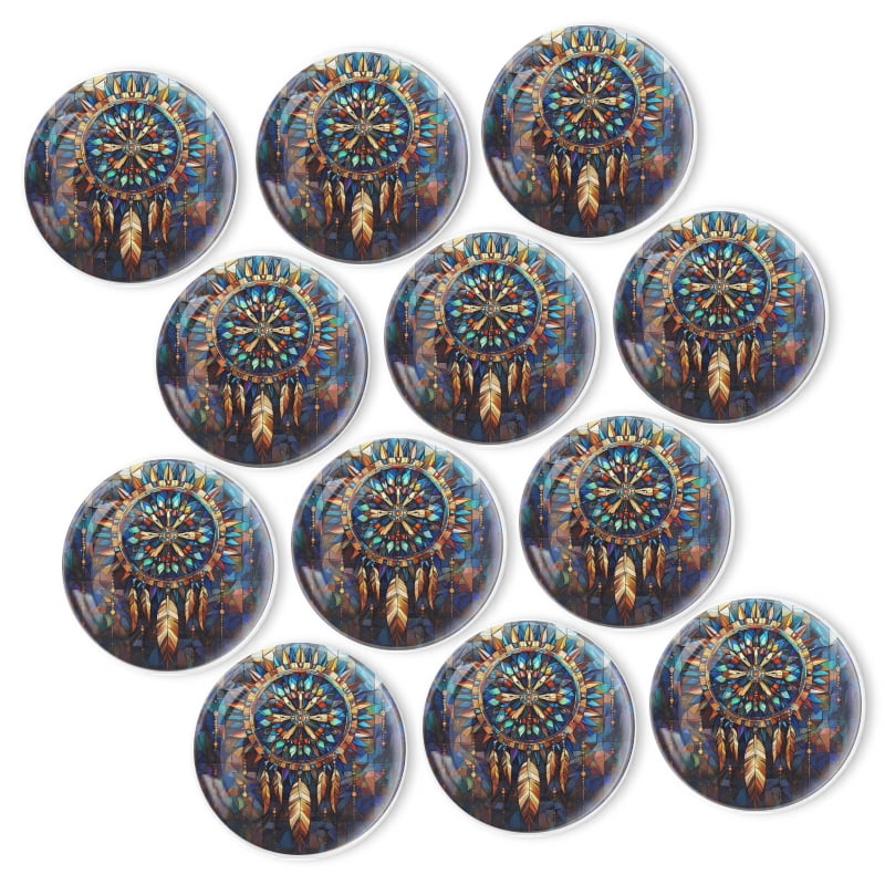 Strong Refrigerator Magnet Fridge Sticker, Dreamcatcher Set In Stained ...