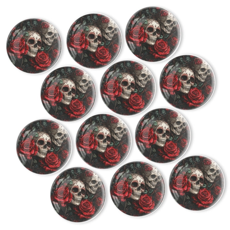 Strong Refrigerator Magnet Fridge Sticker, Elegant Skulls Amidst Red ...