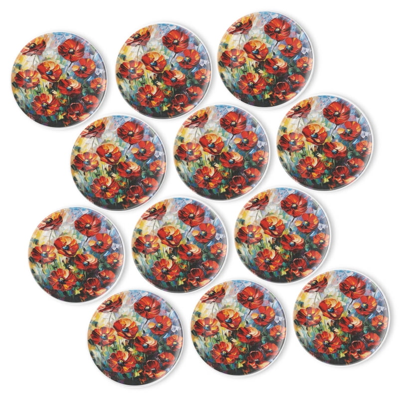 Strong Refrigerator Magnet Fridge Sticker, Expressive Poppy Blooms ...