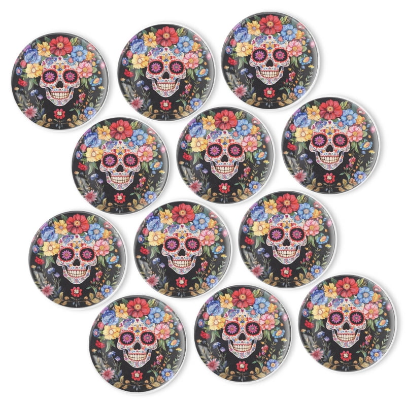 Strong Refrigerator Magnet Fridge Sticker, Floral - Embellished Skull ...
