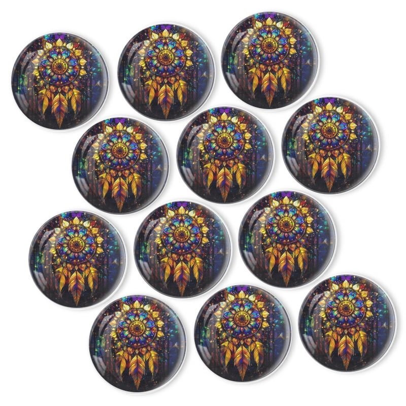 Strong Refrigerator Magnet Fridge Sticker, Gold Dreamcatcher In Stained ...