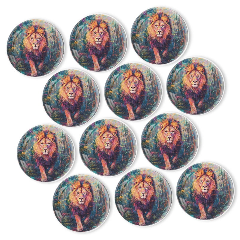 Strong Refrigerator Magnet Fridge Sticker, Gorgeous Jungle - Hued Lion ...