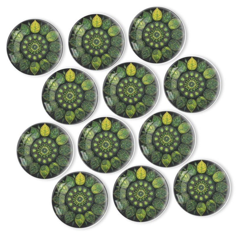 Strong Refrigerator Magnet Fridge Sticker, Mandala Made Of Leaves 12Pcs ...