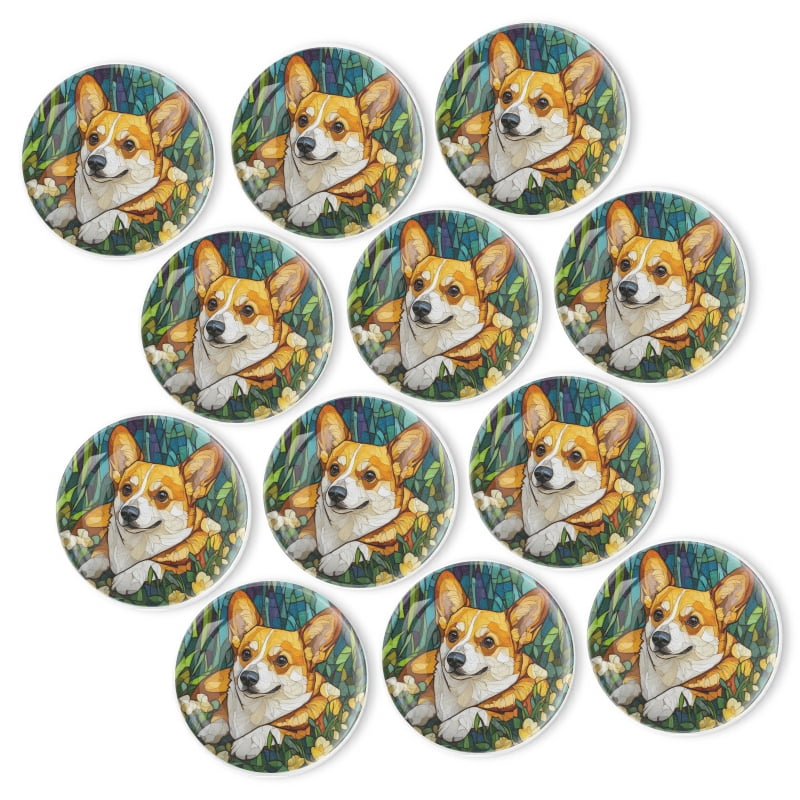 Strong Refrigerator Magnet Fridge Sticker, Mosaic Style Corgi 12Pcs ...
