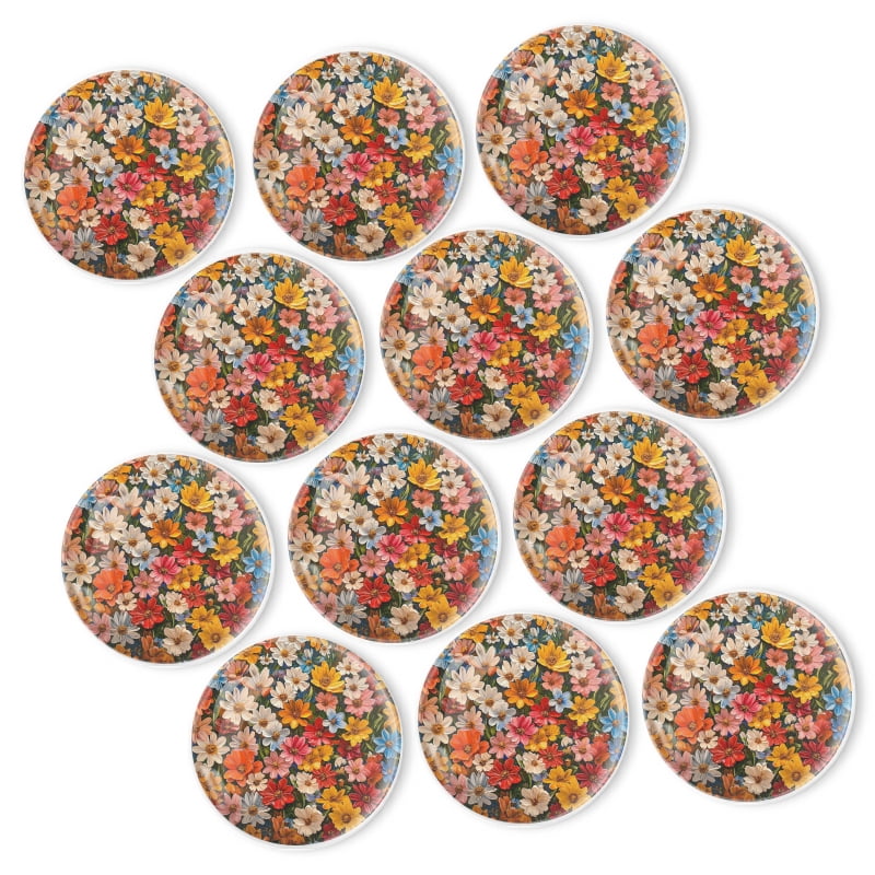 Strong Refrigerator Magnet Fridge Sticker, Multicolored Flower Oil ...