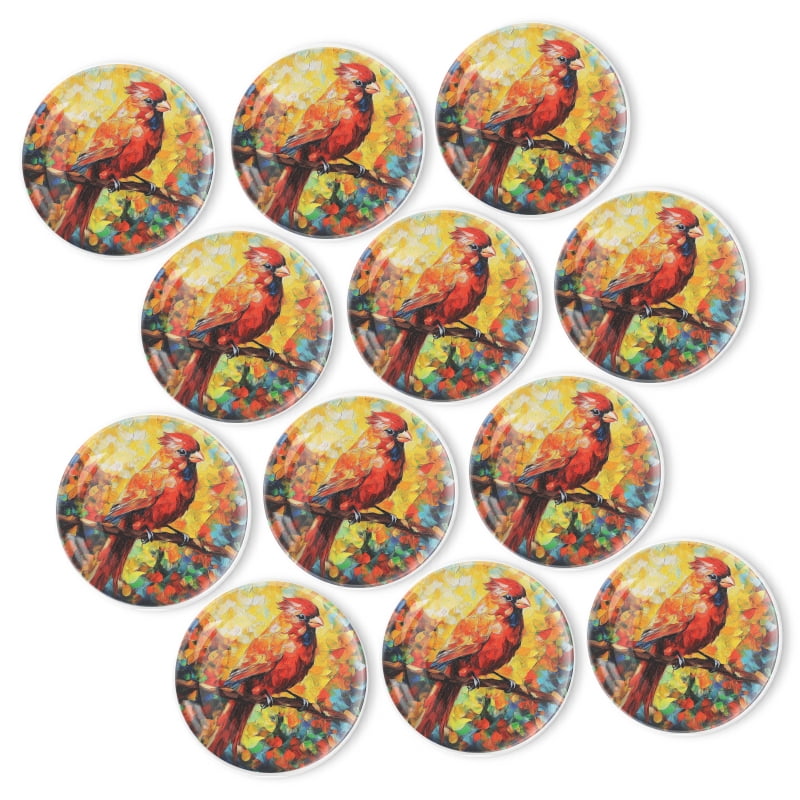 Strong Refrigerator Magnet Fridge Sticker, Red Bird Perched On Branch ...