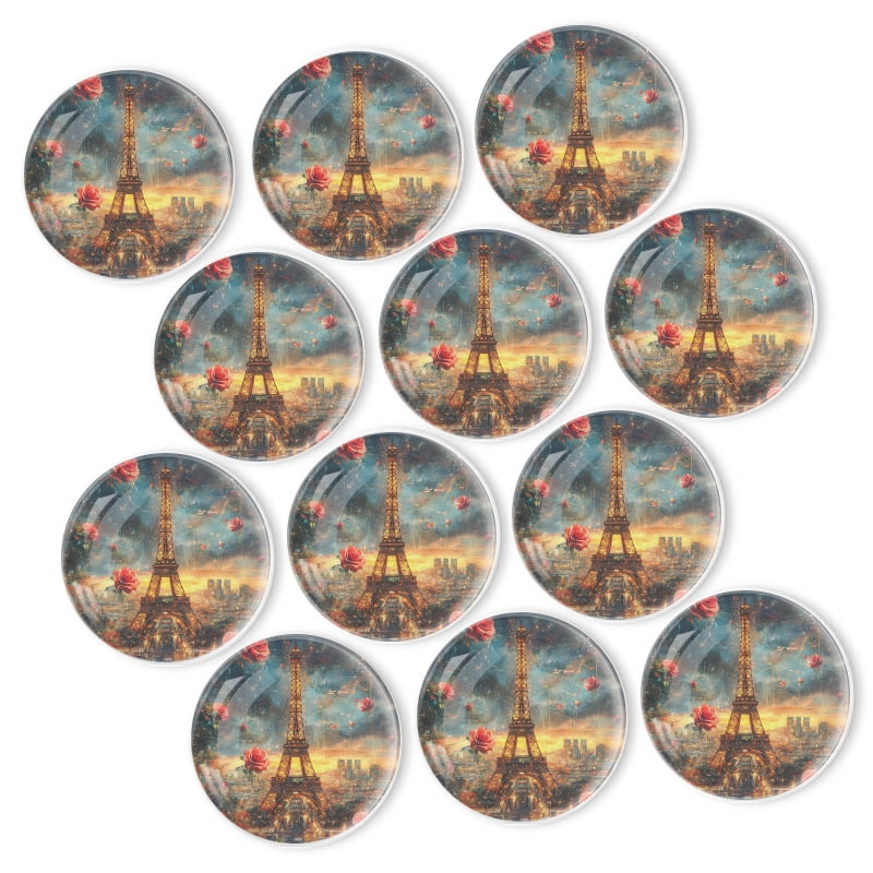 Strong Refrigerator Magnet Fridge Sticker, Red Rose Eiffel Tower 12Pcs ...