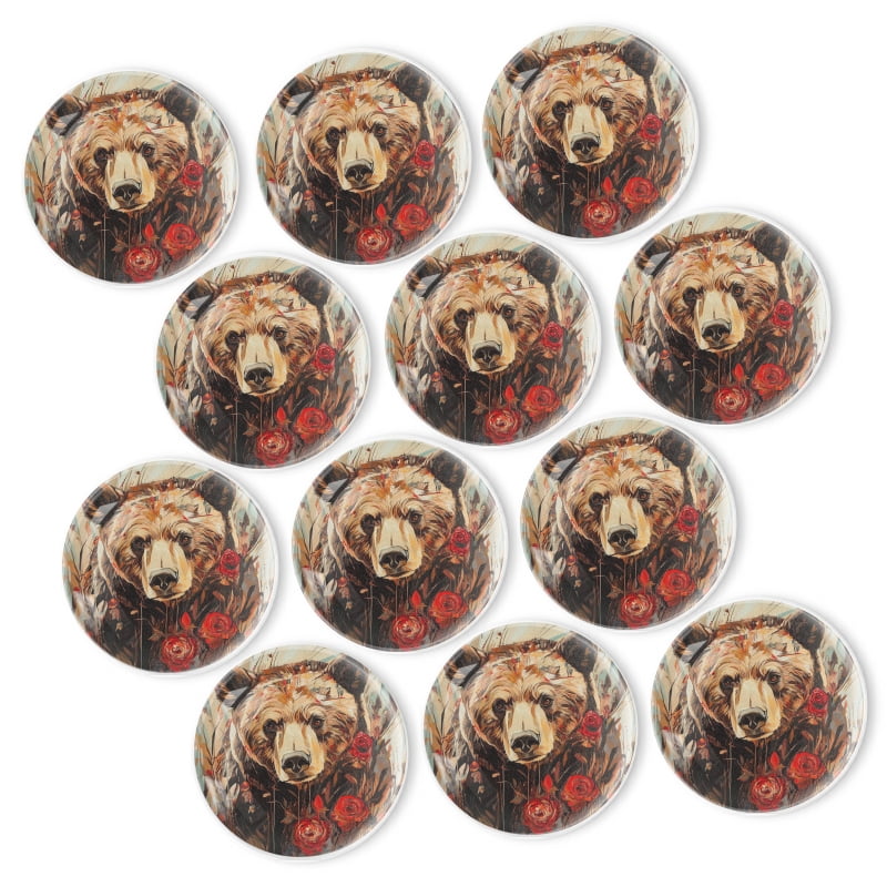 Strong Refrigerator Magnet Fridge Sticker, Red Roses And Brown Bear Oil ...