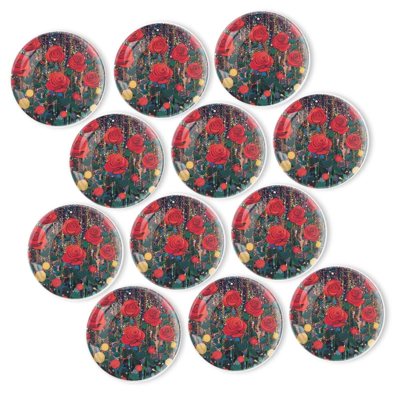 Strong Refrigerator Magnet Fridge Sticker, Red Roses And Colored Polka ...