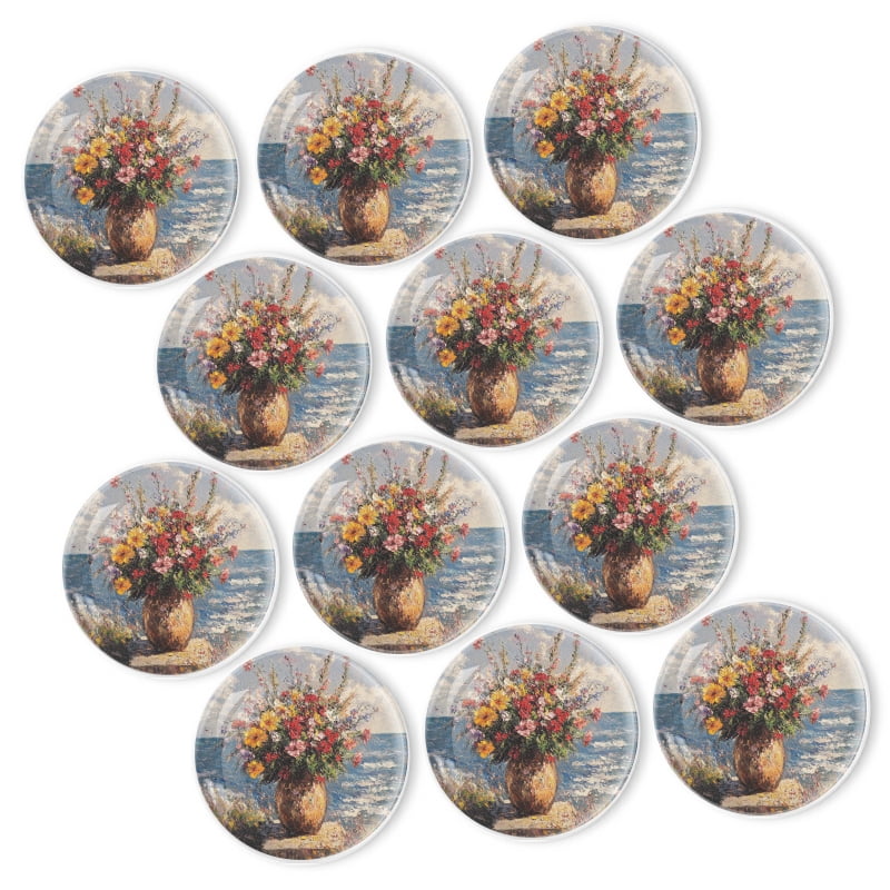 Strong Refrigerator Magnet Fridge Sticker, Seaside Bouquet Oil Painting ...