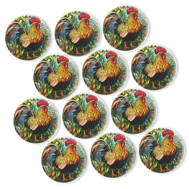 Strong Refrigerator Magnet Fridge Sticker, Stained Glass Style Rooster ...