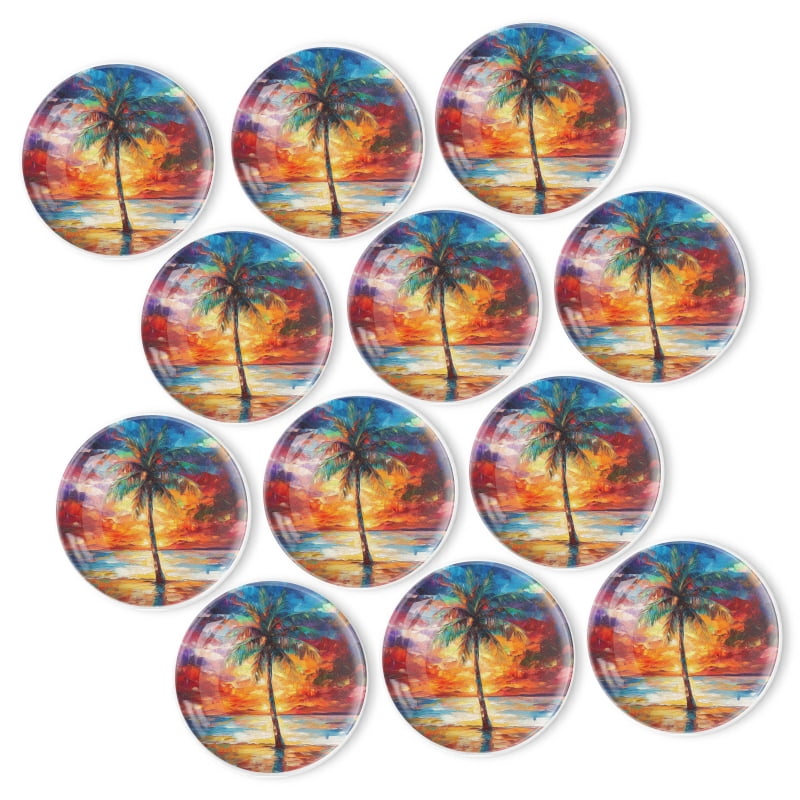 Strong Refrigerator Magnet Fridge Sticker, Tall Coconut Trees At Sunset ...