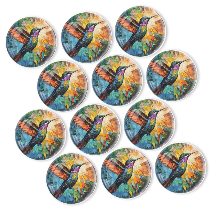 Strong Refrigerator Magnet Fridge Sticker, Vivid Avian Glass Art 12Pcs ...