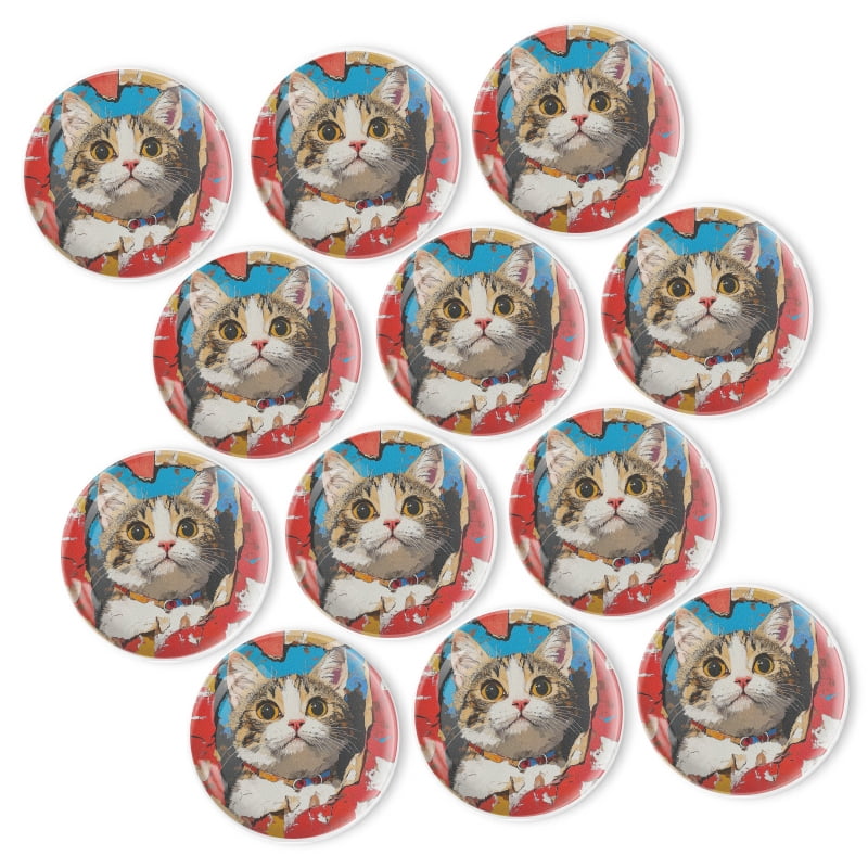 Strong Refrigerator Magnet Fridge Sticker, Vivid Mosaic - Style Kitten ...