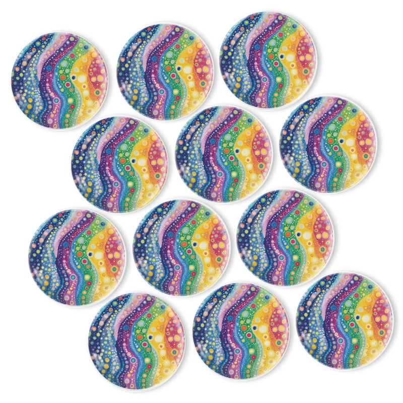 Strong Refrigerator Magnet Fridge Sticker, Wavy Bands Of Color Dotted ...
