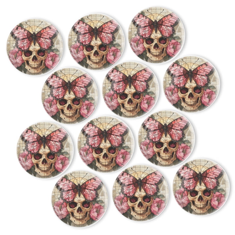 Strong Refrigerator Magnet Fridge Sticker, White Skull With Pink ...
