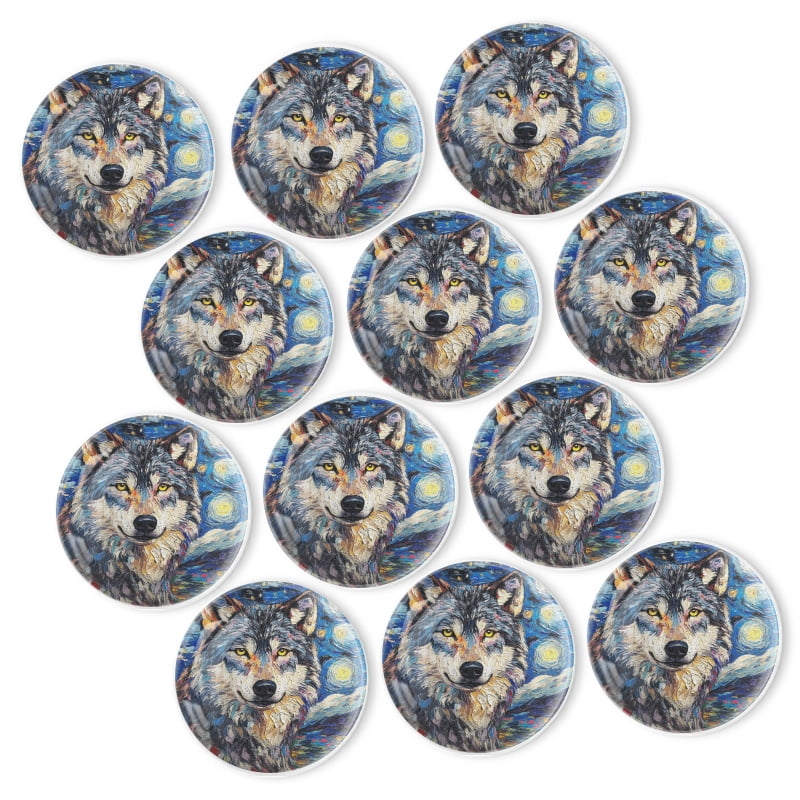Strong Refrigerator Magnet Fridge Sticker, Wolf In The Style Of Van Gogh'S Starry Night 12Pcs ...