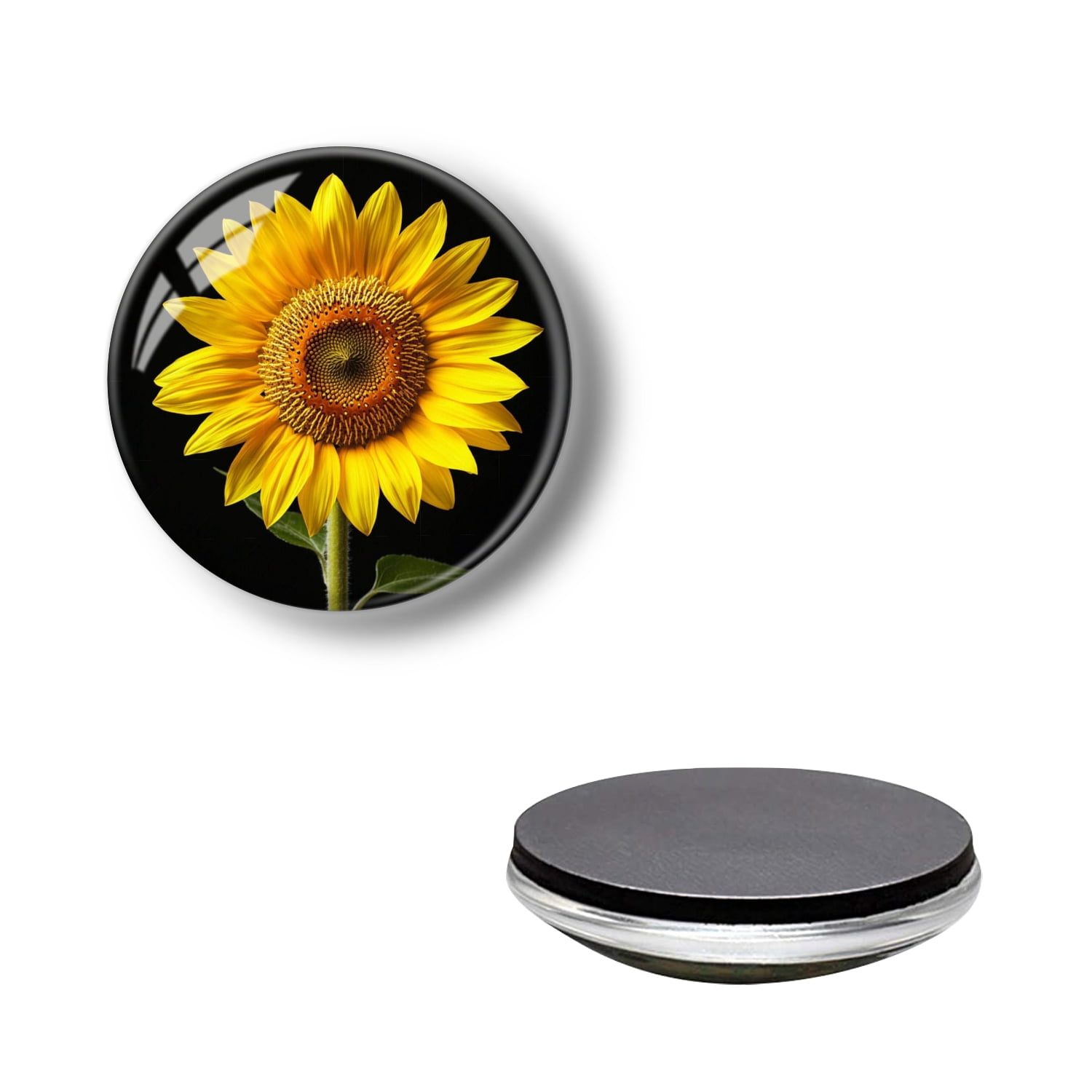 Strong Round Refrigerator Magnet Fridge Sticker, Brilliant Sunflower ...