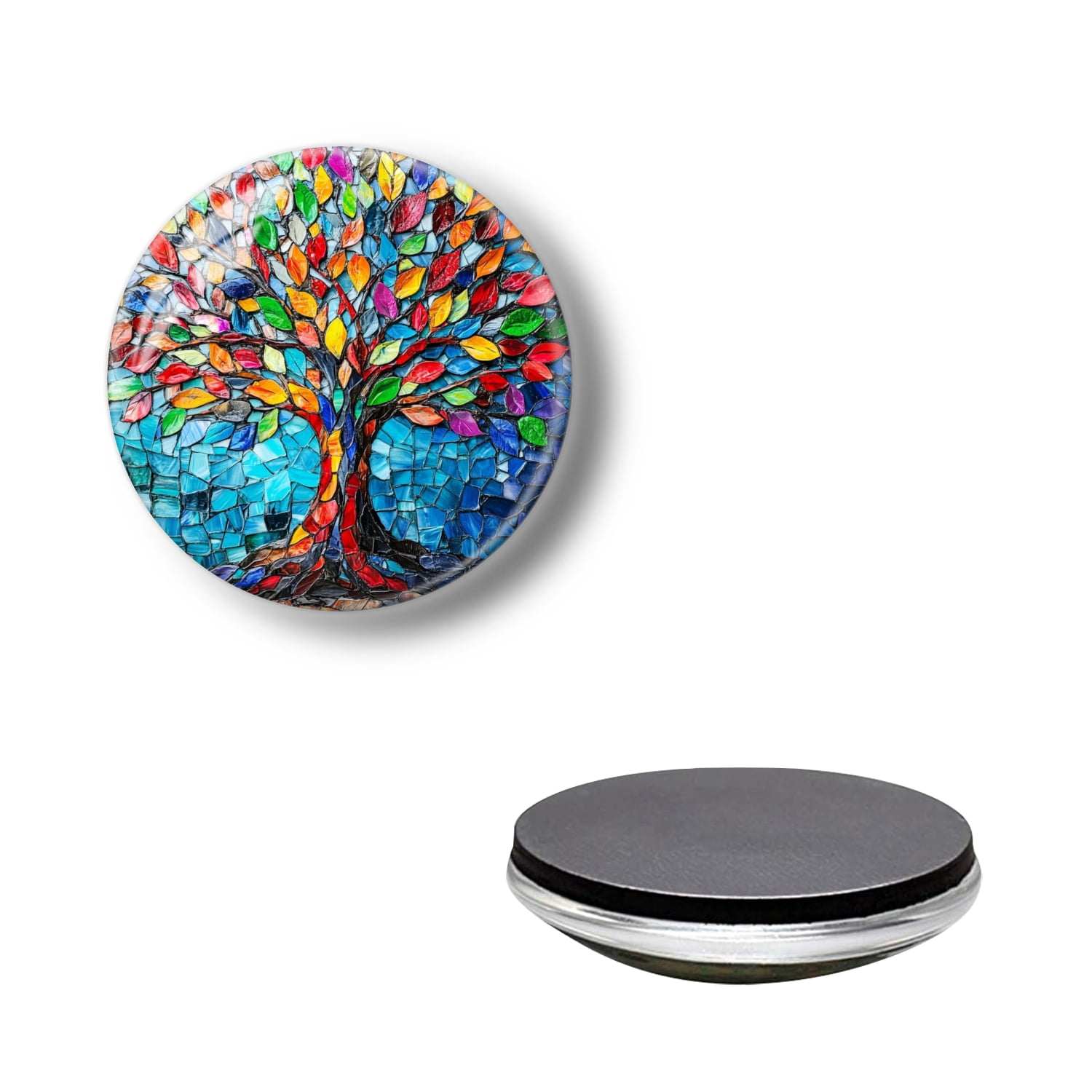 Strong Round Refrigerator Magnet Fridge Sticker, Colorful Tree of Life ...