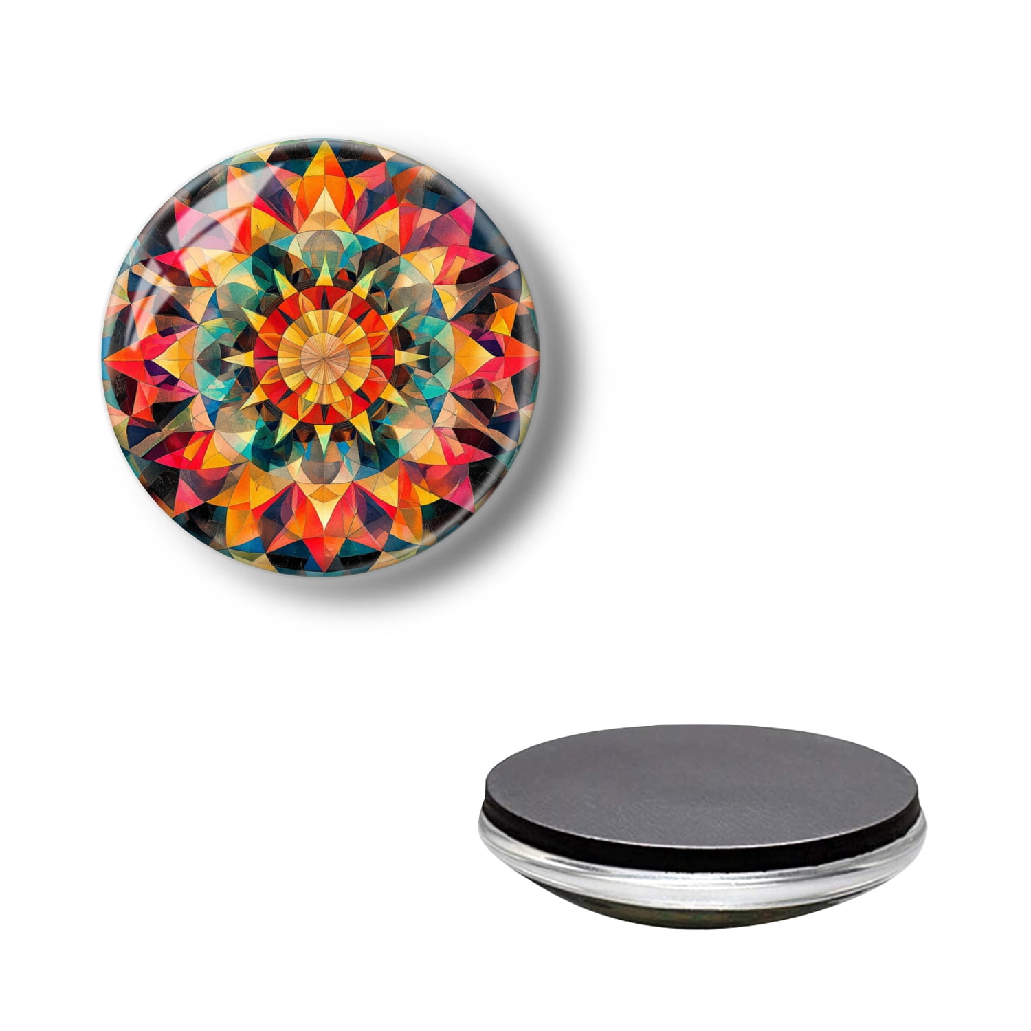 Strong Round Refrigerator Magnet Fridge Sticker, Geometric Art with ...