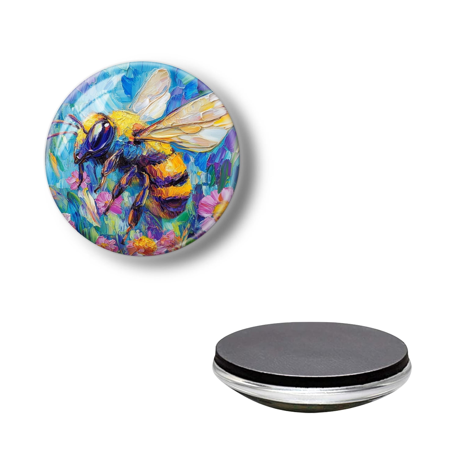 Strong Round Refrigerator Magnet Fridge Sticker, Industrious Bee Clear ...