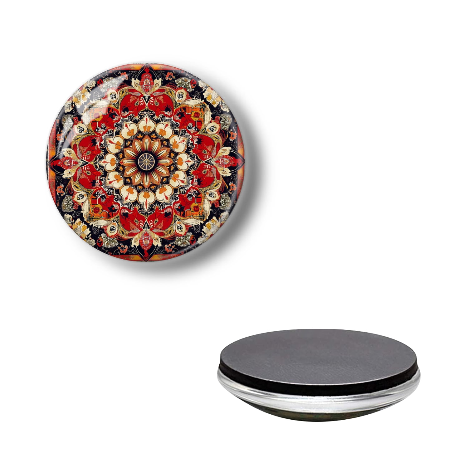 Strong Round Refrigerator Magnet Fridge Sticker, Intricate Flowers ...