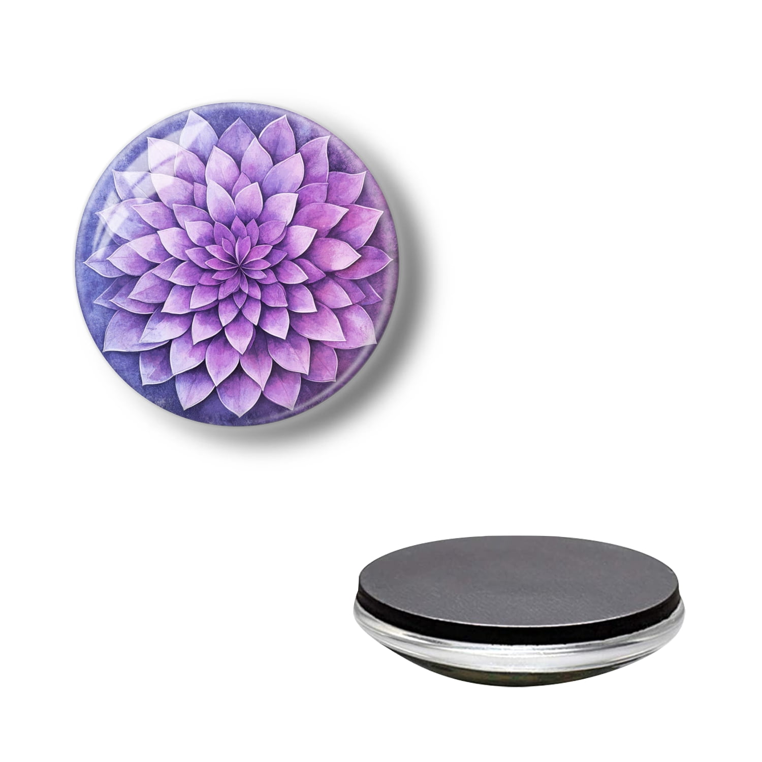 Strong Round Refrigerator Magnet Fridge Sticker, Purple Flower with ...