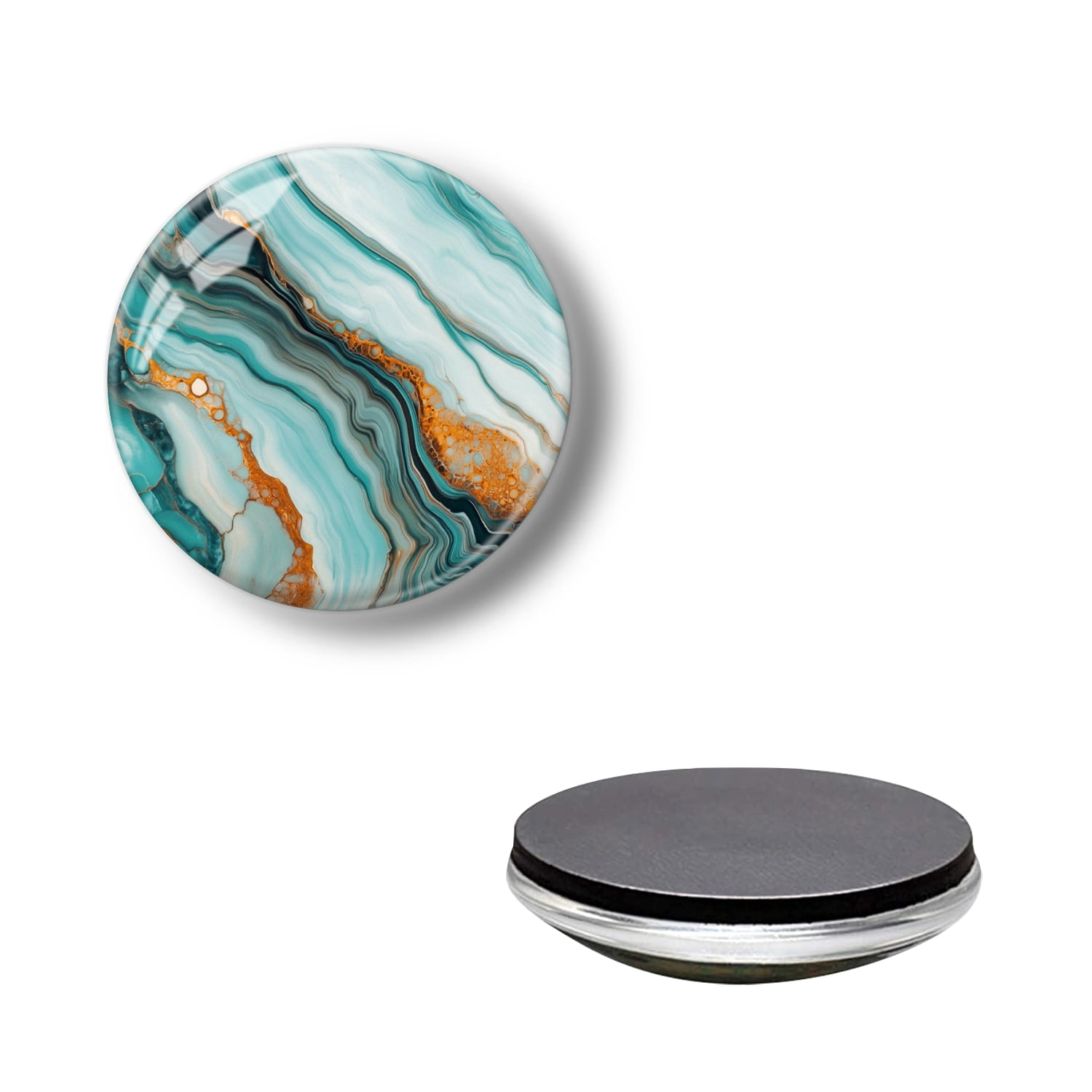 Strong Round Refrigerator Magnet Fridge Sticker, Turquoise Marble Clear ...
