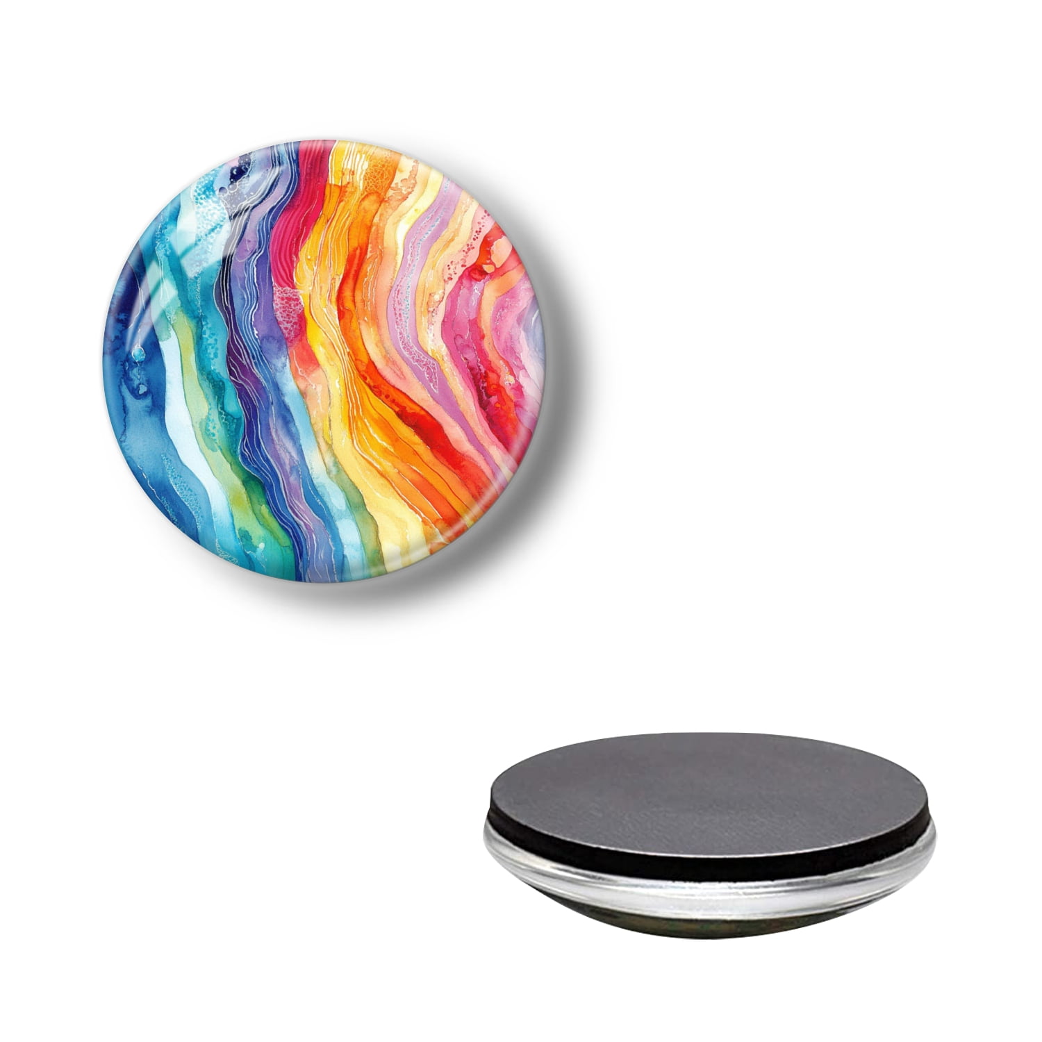 Strong Round Refrigerator Magnet Fridge Sticker, Whimsical Marble Clear ...