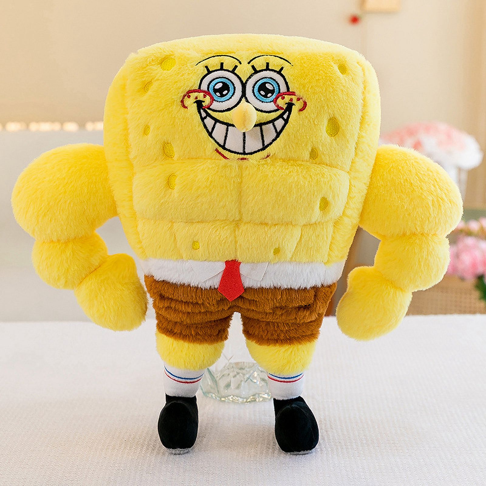 Strong SpongeBob Plush Toy Creative Stuffed Cartoon Muscular Male ...