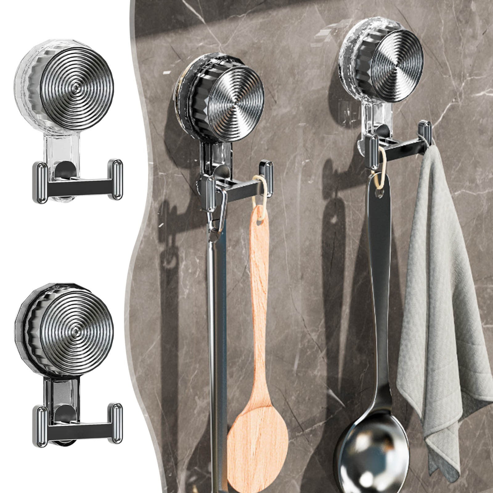 Strong Suction Cup Double Hook Wall Hanger | No-Drill Installation ...