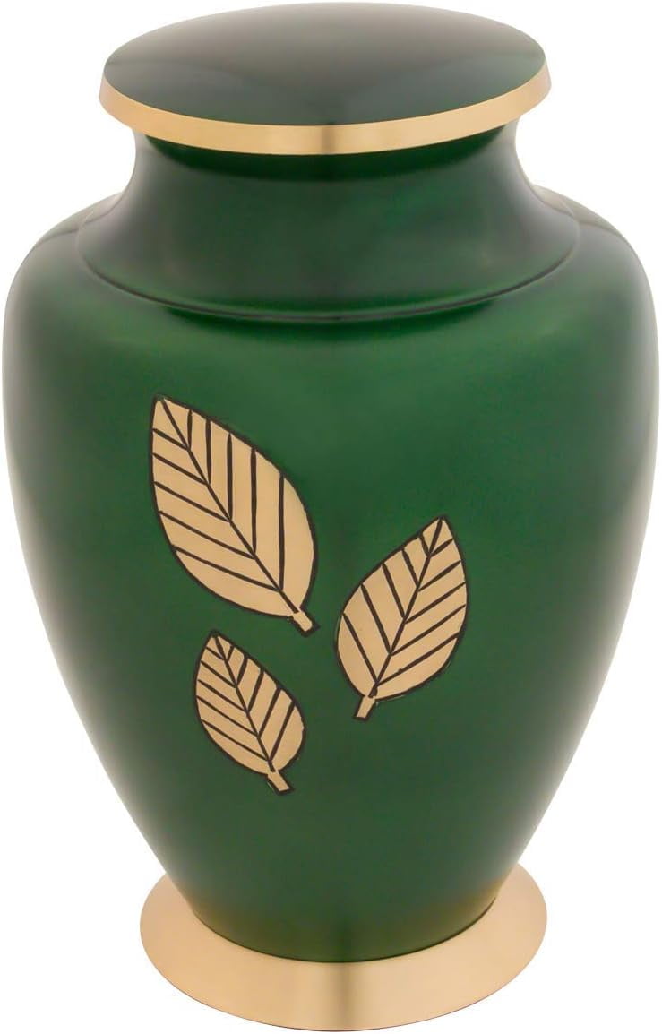 Strong Tree Brass Cremation Urn for Ashes, Green Urn, Adult Sized ...