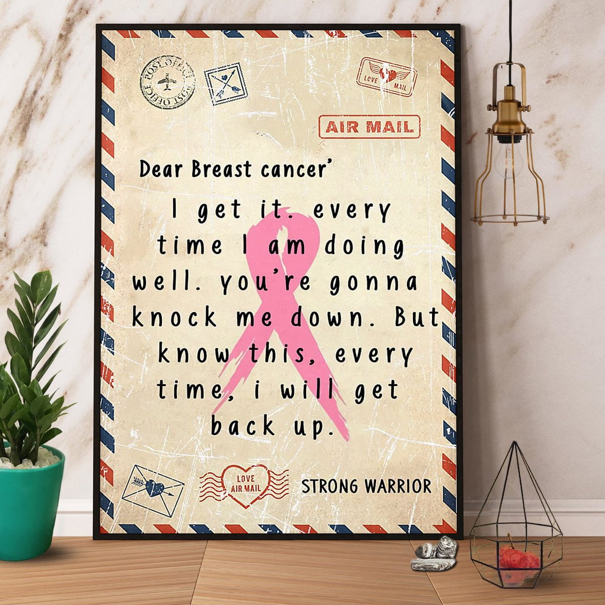 Strong Warrior Dear Breast Cancer Air Mail Vertical Paper Poster No Frame 16 x 24 Inch Poster ...