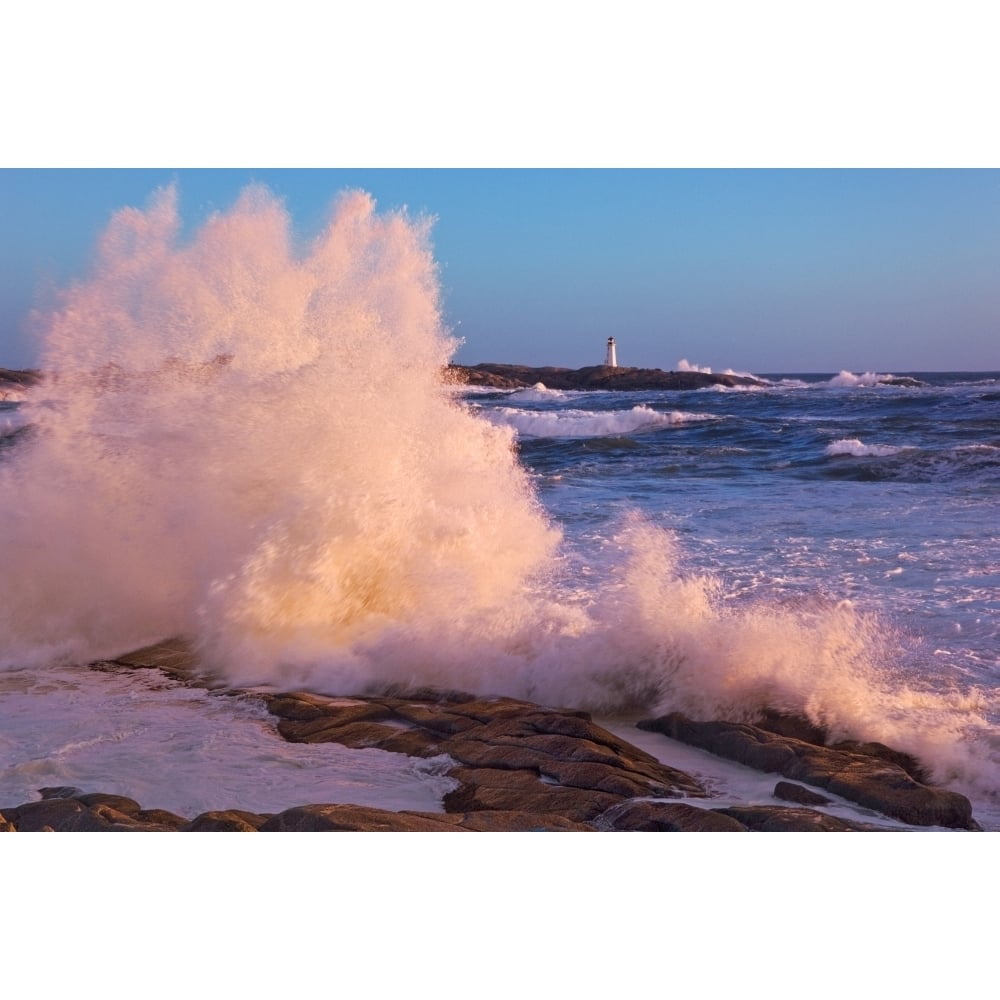 Strong Winds Blow Waves Onto Rocks In Front Of Lighthouse At Peggys ...