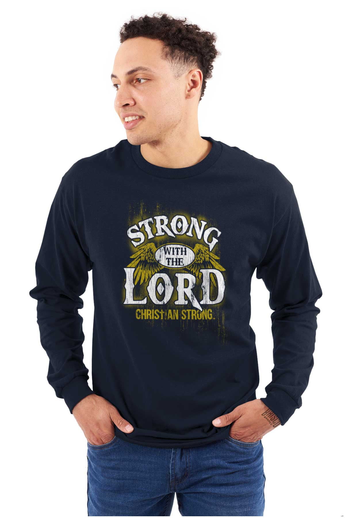 Strong With the Lord Christian Faith Unisex Plus Size Long Sleeve Shirt Brisco Brands 2X ...