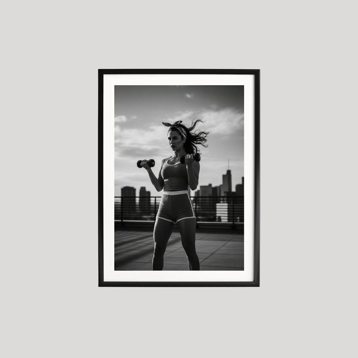 Strong Woman Photography Black and White Wall Art Fitness Retro Workout ...