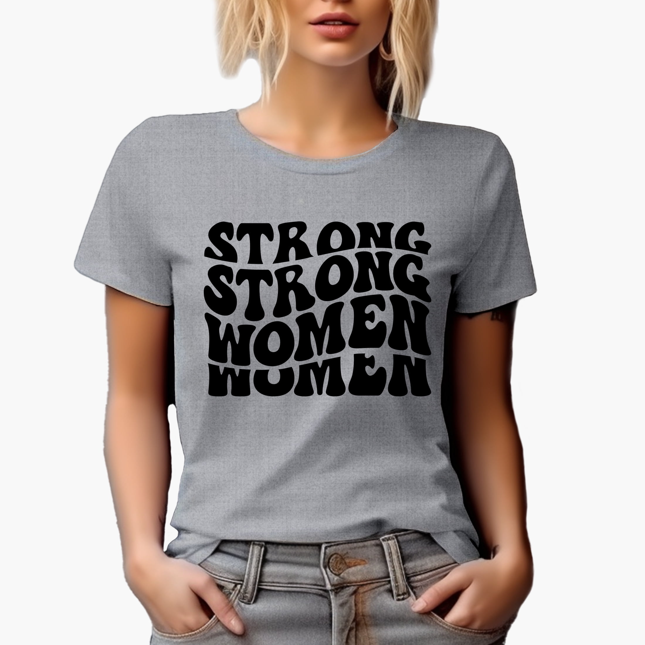 Strong Women, Female Themed, Groovy Retro Wavy Text Merch Gift, Heather ...