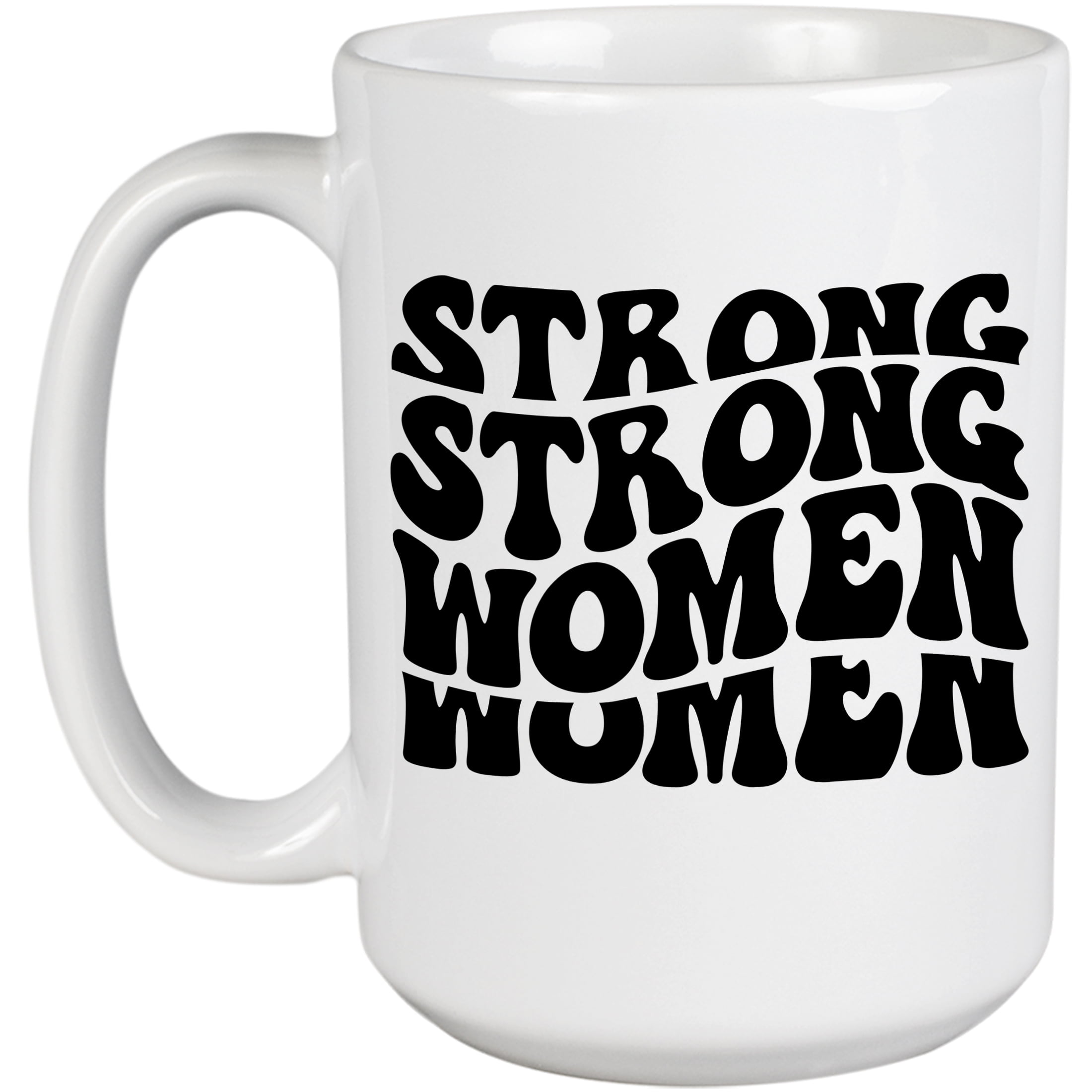 Strong Women, Female Themed, Groovy Retro Wavy Text Merch Gift, White ...
