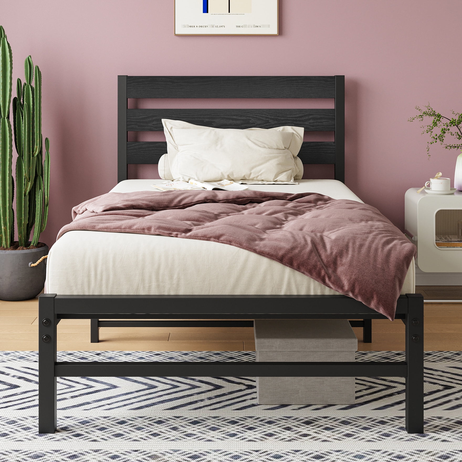 Strong bed frame with 9 support legs - Bedroom with a unique industrial ...