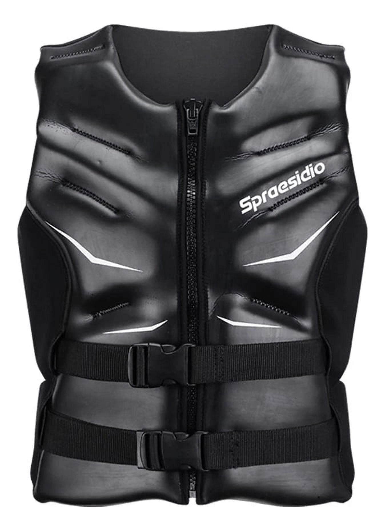 Strong buoyancy large black high-end leather life jacket, kayak adult ...