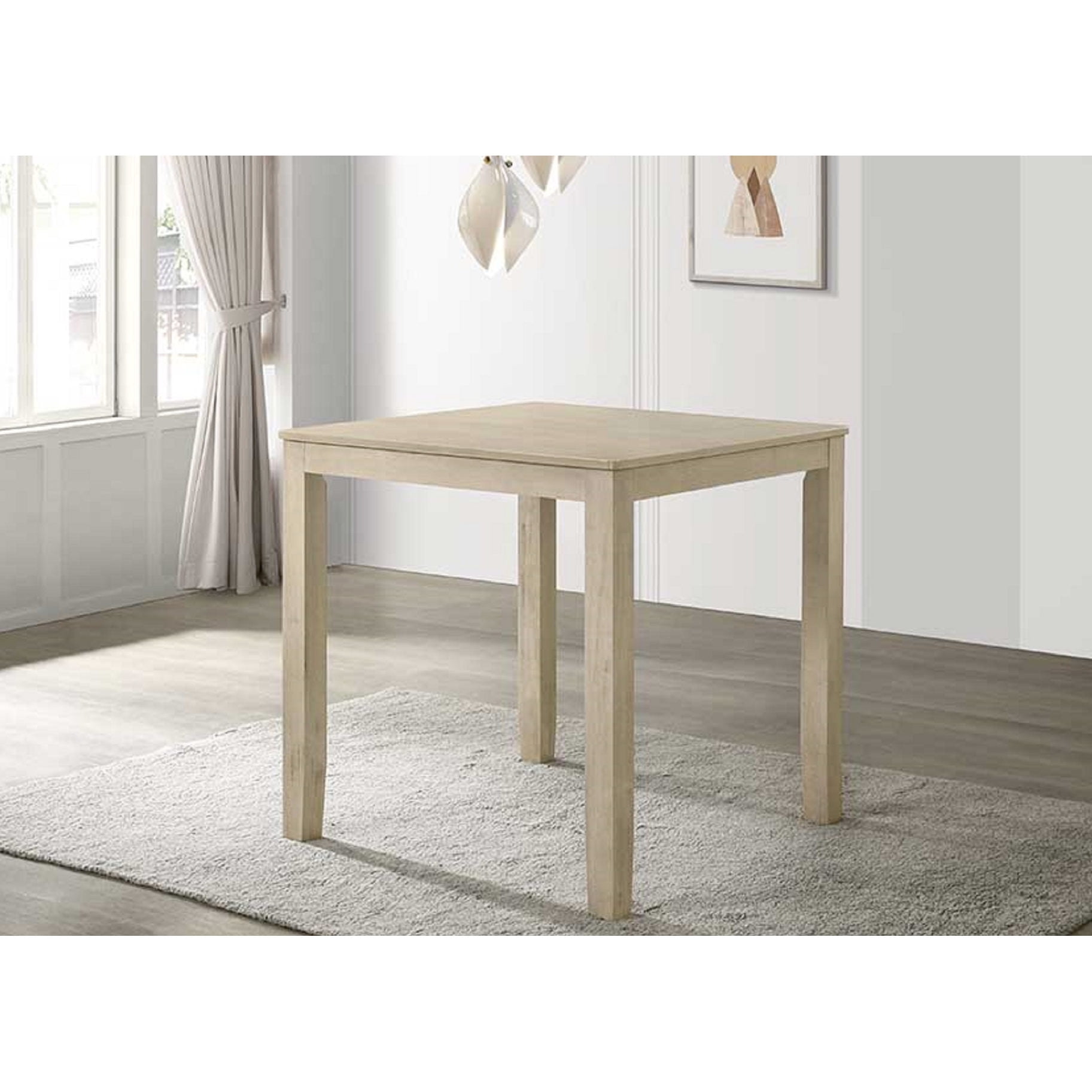 Strong square counter height wooden dining table with cream finish for ...