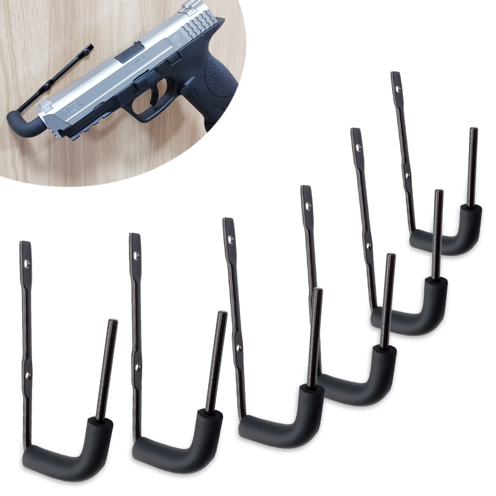 StrongTools Adjustable Gun Racks Metal Black 6 Pack for Handgun Storage ...