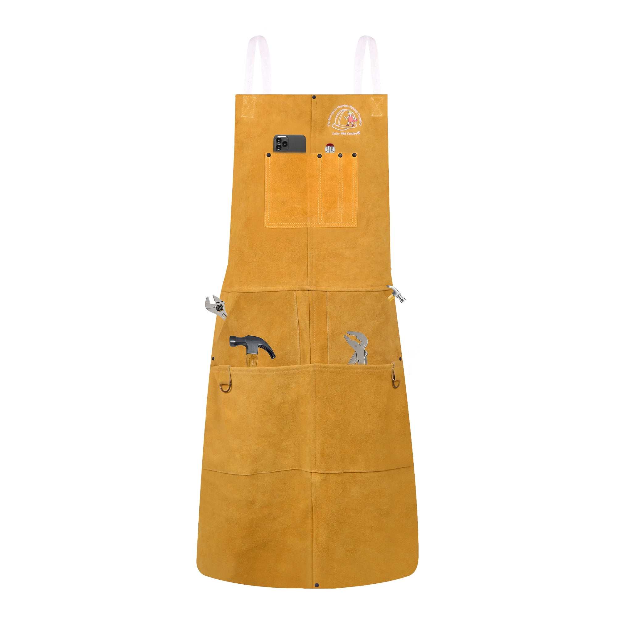 Strongarm Leather Welding Apron with 7-Pockets, Premium Cow Split ...