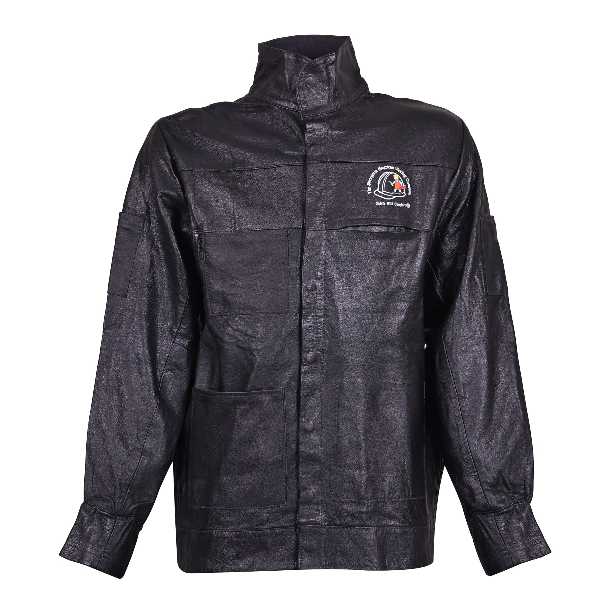 Strongarm Leather Welding Jacket - FR Black Heavy Duty Cow Grain ...