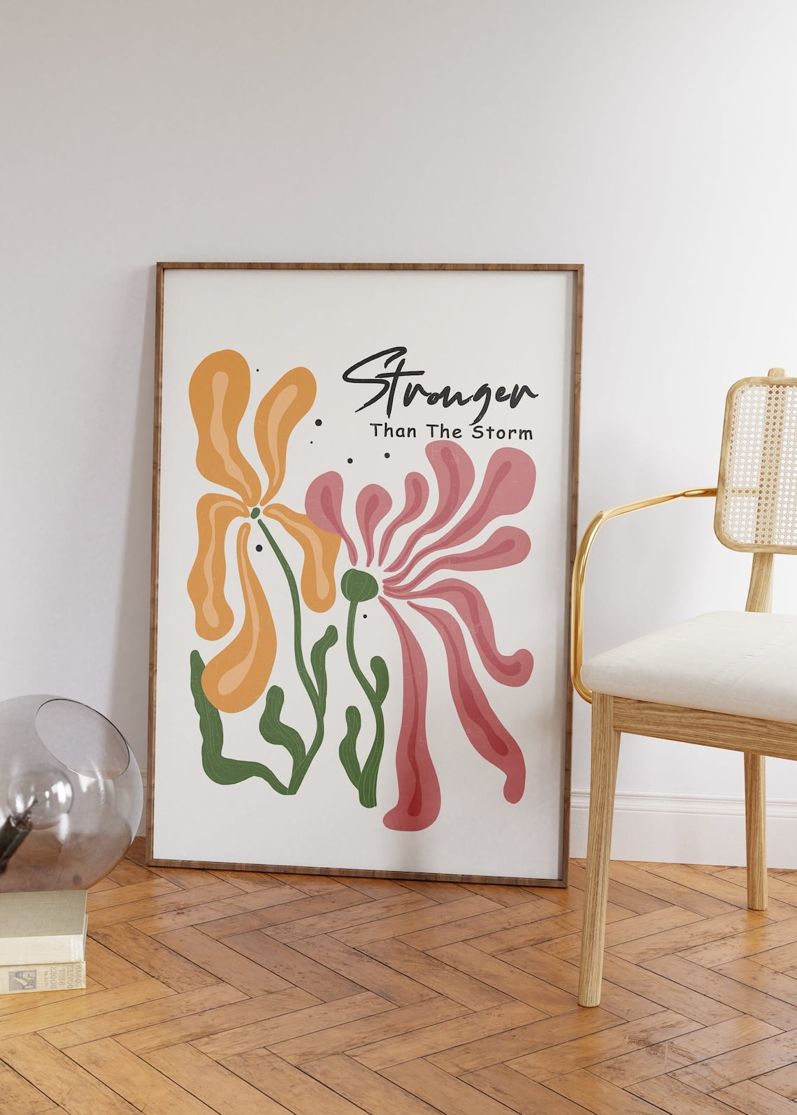 Stronger Than The Storm Poster, Boho Hippie Poster, Positive Quote ...