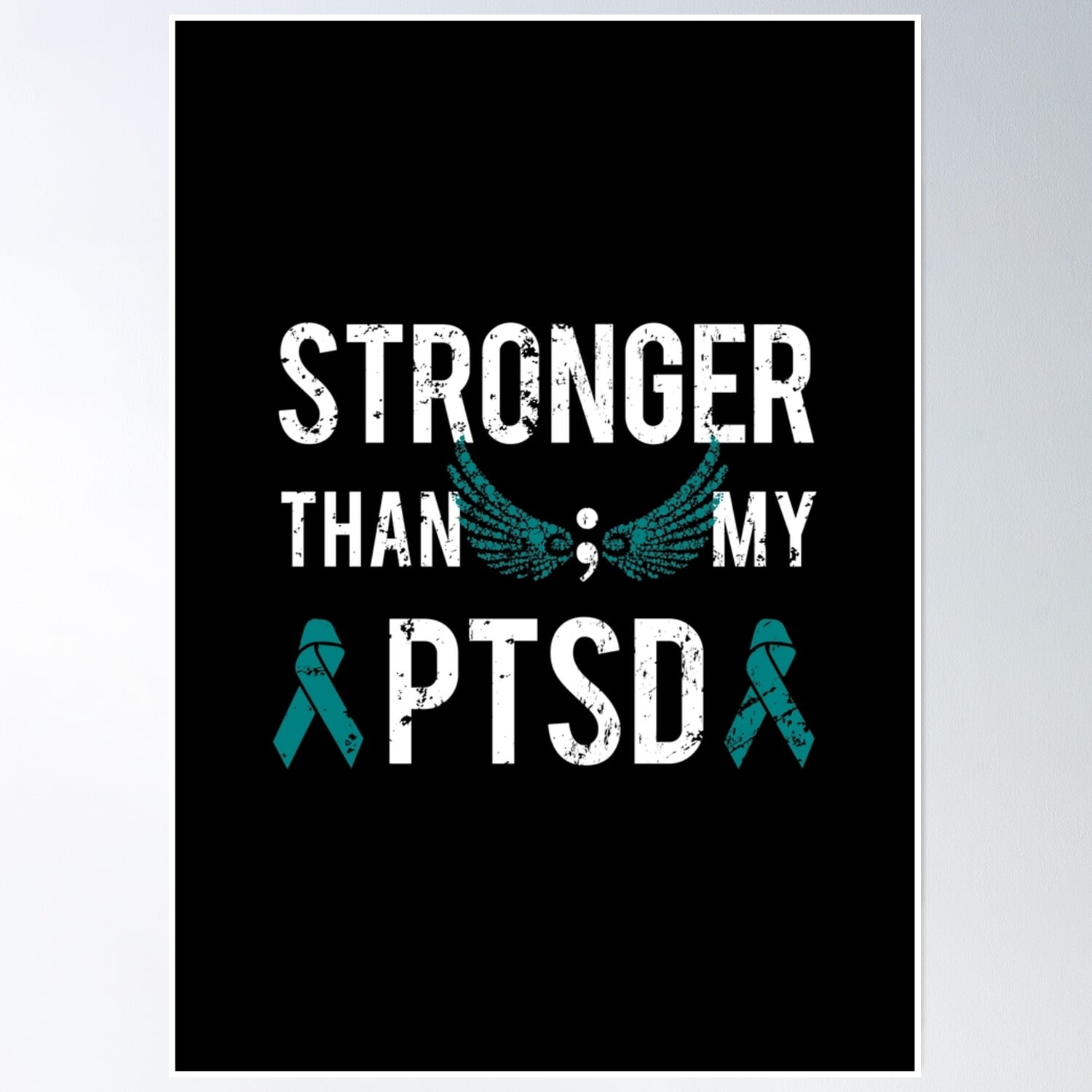Stronger Than My Ptsd Poster Wall Art, Modern Wall Decor, 8x12 UNFRAMED ...